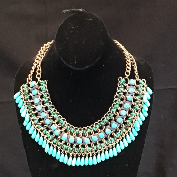 Zara | Jewelry | Vintage Zara Gold Tone Woven Turquoise Dangle ...